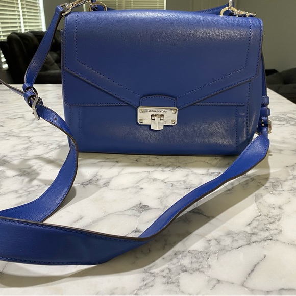 Michael Kors | Bags | Michael Kors Blue Crossbody Top Handle Flap Bag ...
